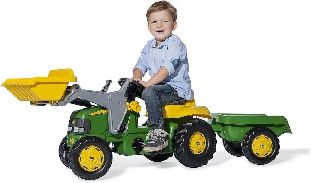 Rolly John Deere 4 Wheel Tractor, Trailer, Front Loader Ride-On 023110 ...